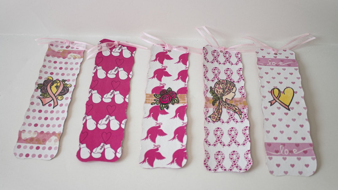Breast Cancer Bookmarks Set of Five Cancer Awareness Pink - Etsy
