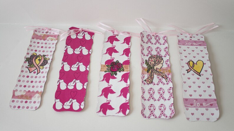Breast Cancer Bookmarks Set of Five Cancer Awareness Pink - Etsy