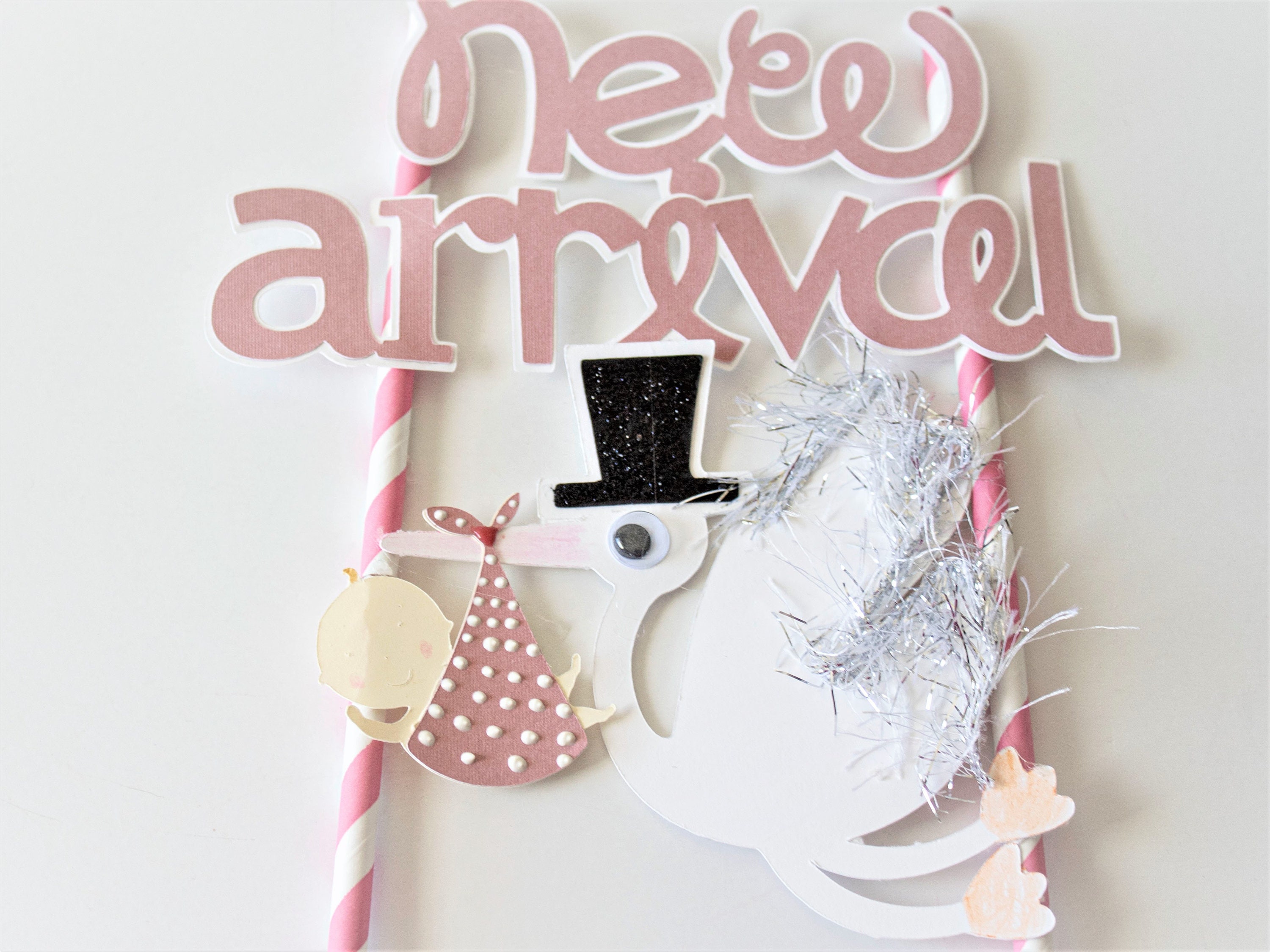 Stork Baby Girl Shower Cake Topper - Etsy