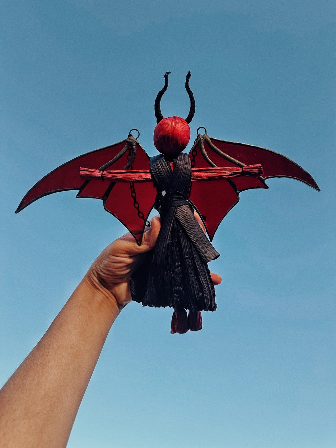 Corn Husk Devil (stained Glass Wings) - Etsy