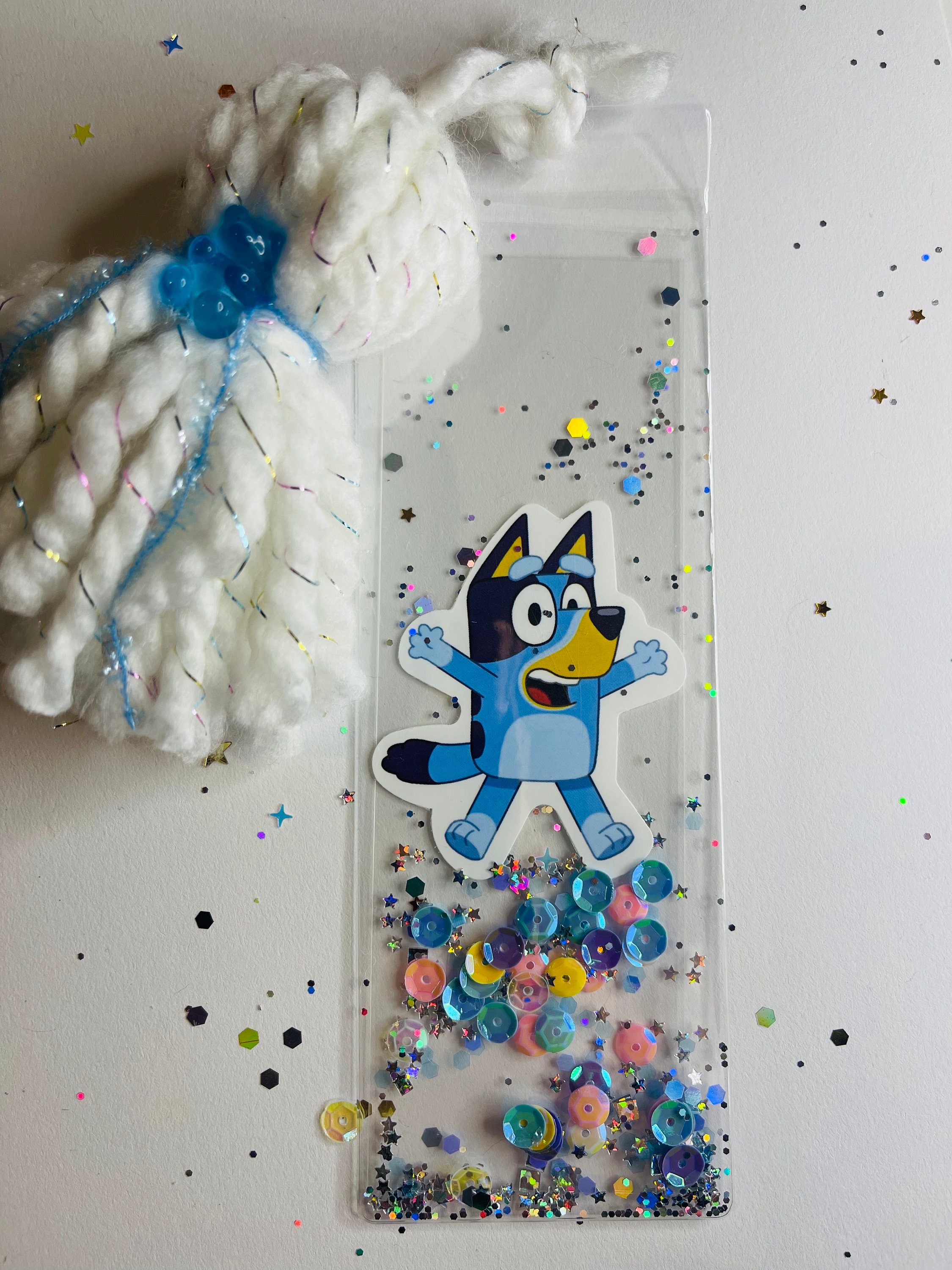 Bluey Fan Glitter Shaker Bookmark, Gift for Kids - Etsy