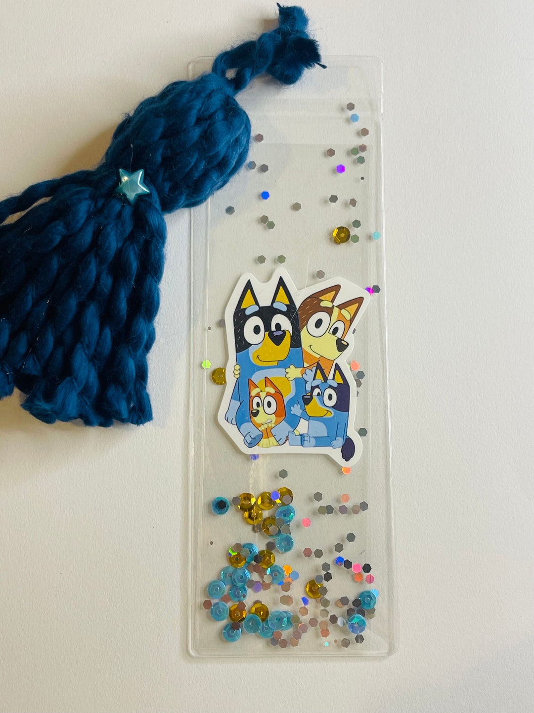 Bluey Fan Glitter Shaker Bookmark, Gift for Kids, Book Accessories ...
