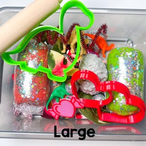 Dinosaur Valentine's Play Dough Sensory Kit, Dino Valentine Sensory ...