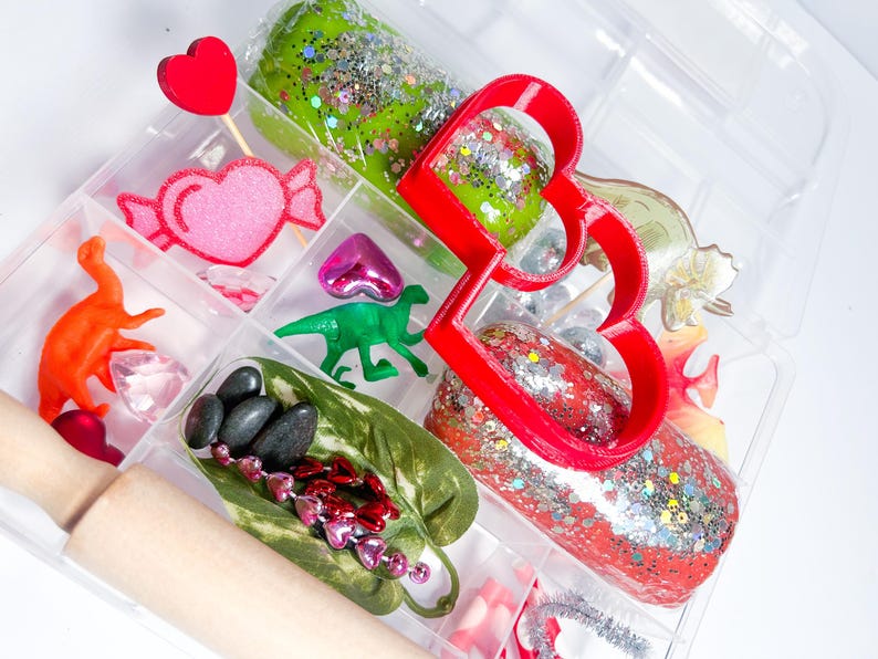 Dinosaur Valentine's Play Dough Sensory Kit, Dino Valentine Sensory ...