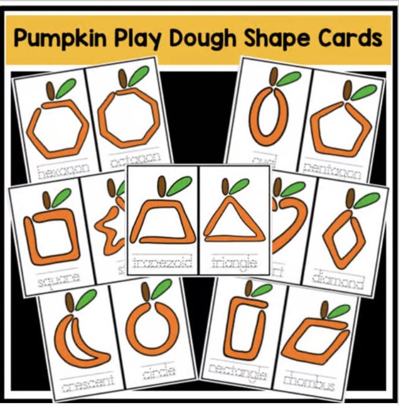 Pumpkin Shape Play Dough Mats, Pumpkin Shape Play Dough Cards, Fine ...