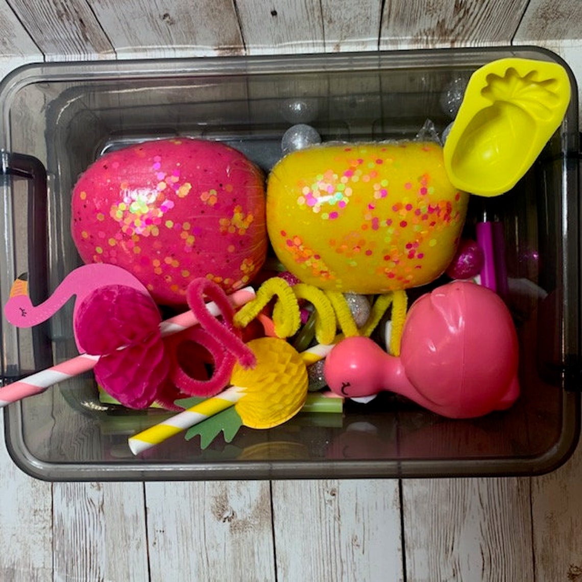 Flamingo Play Dough Kit Flamingo Sensory Kit Summer Play - Etsy