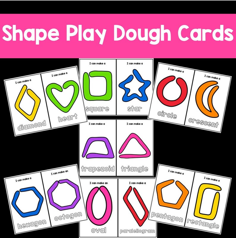 Shape Play Dough Cards, Shape Play Dough Mats, Digital Play Dough Mats ...