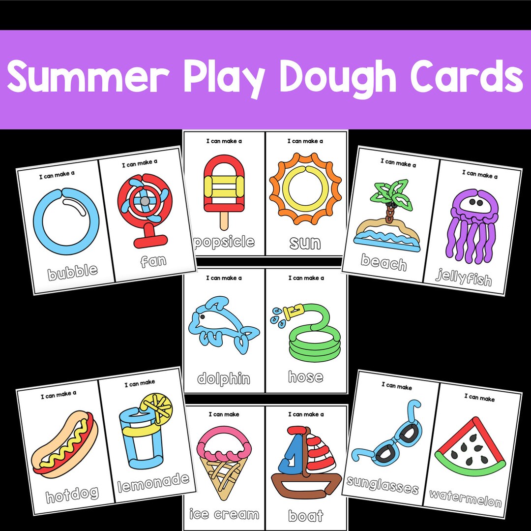 Summer Play Dough Cards, Summer Play Dough Mats, Summer Play Dough ...