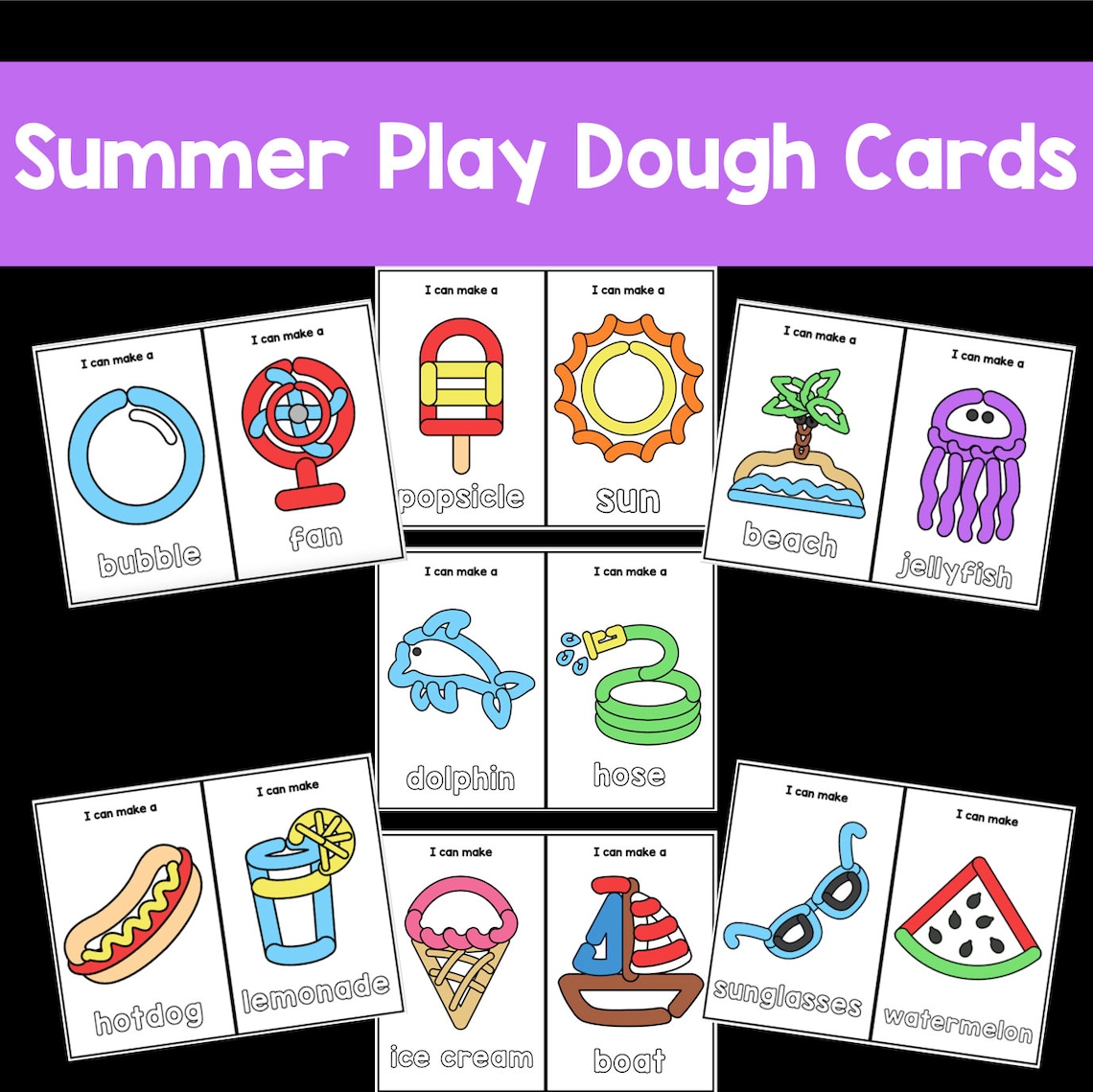 Summer Play Dough Cards, Summer Play Dough Mats, Summer Play Dough ...