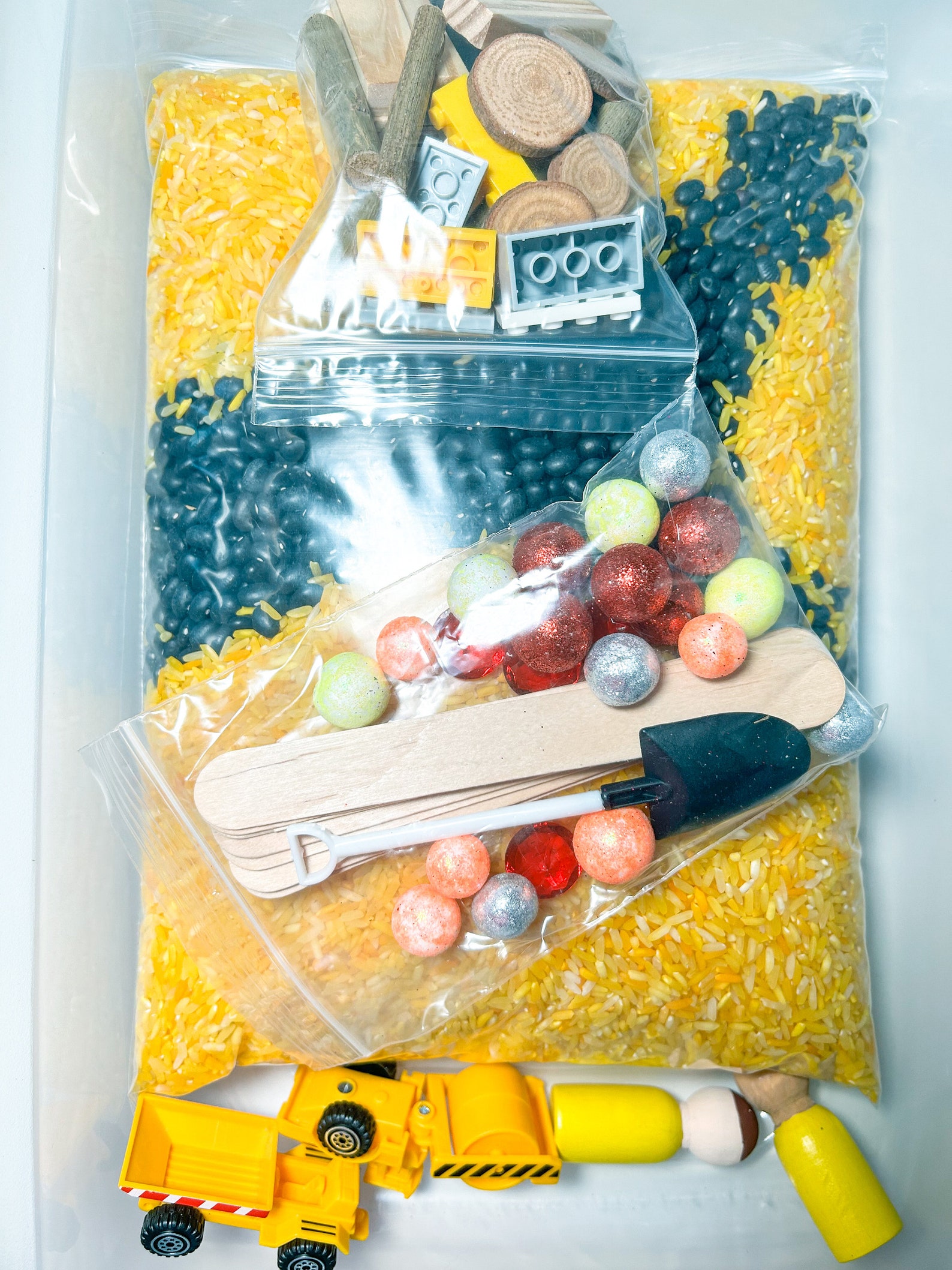 Construction Sensory Bin, Construction Sensory Play, Trucks Sensory Kit ...