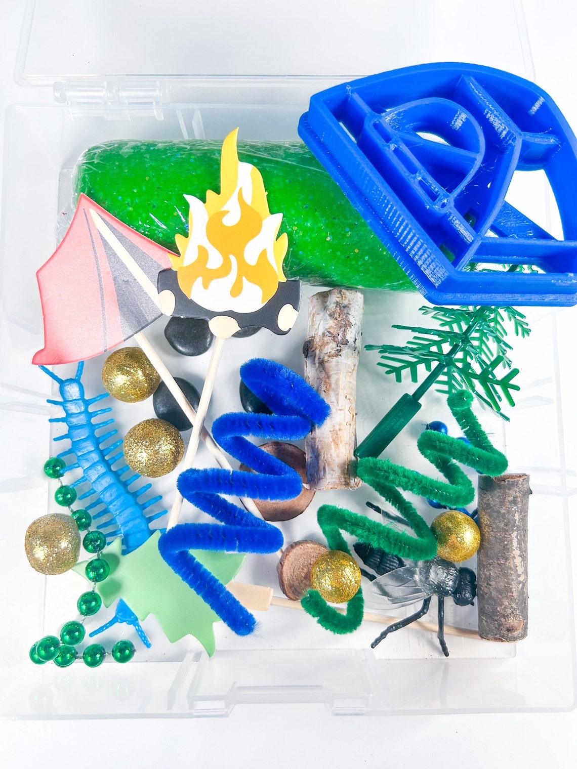 Camping Play Dough Kit, Camping Sensory Bin, Summer Play Dough, Camping ...