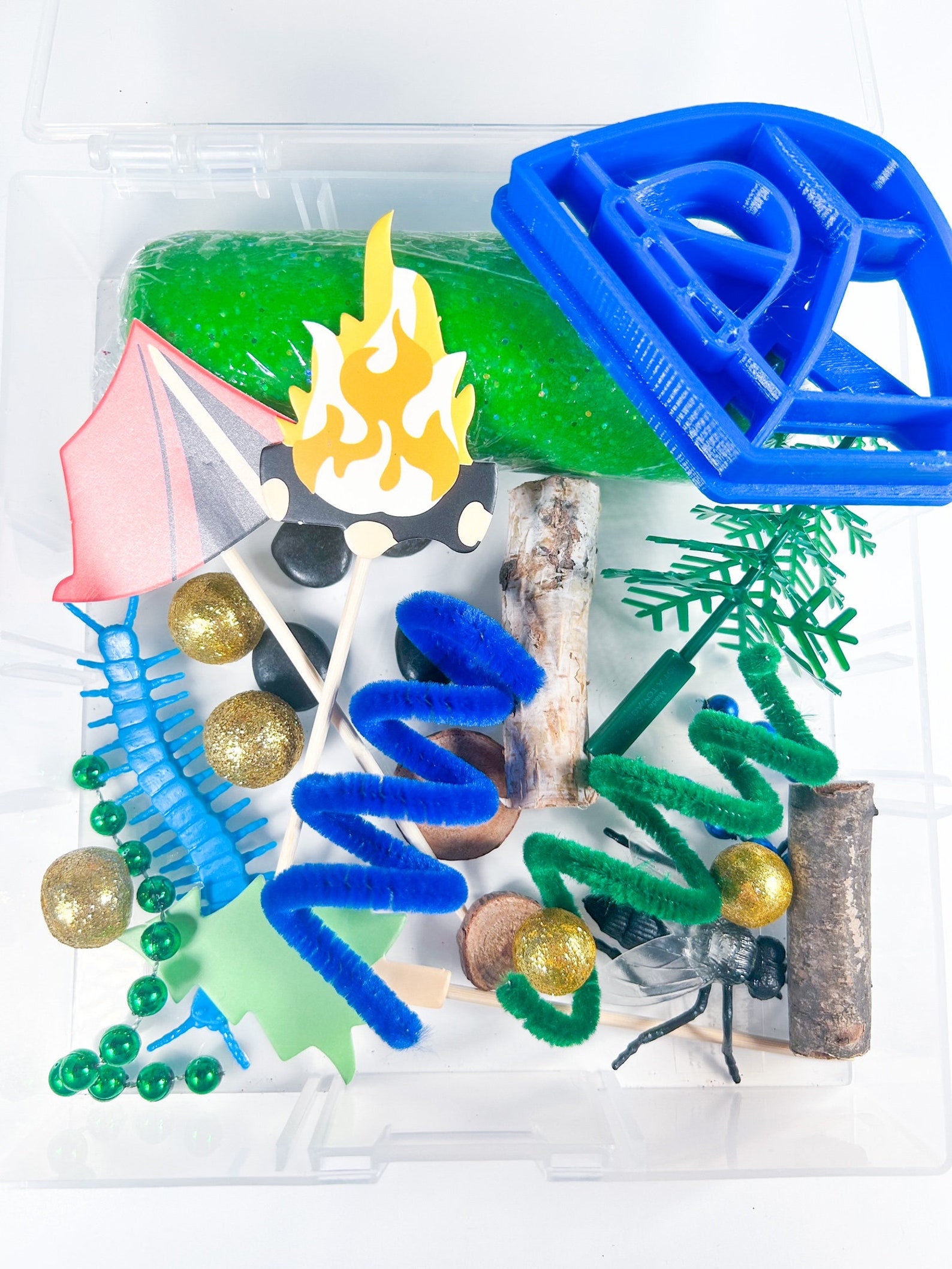 Camping Play Dough Kit, Camping Sensory Bin, Summer Play Dough, Camping ...