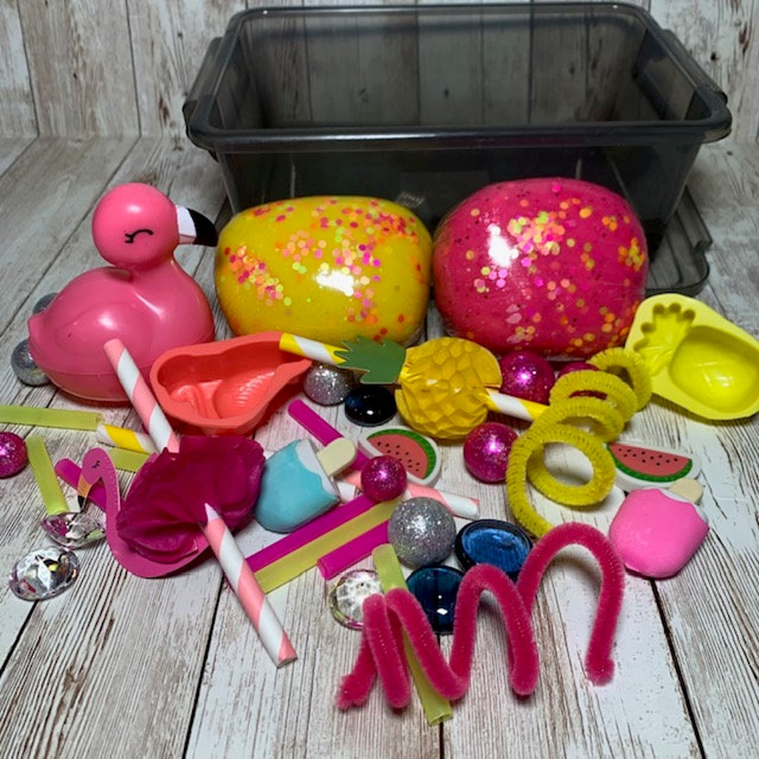 Flamingo Play Dough Kit Flamingo Sensory Kit Summer Play - Etsy