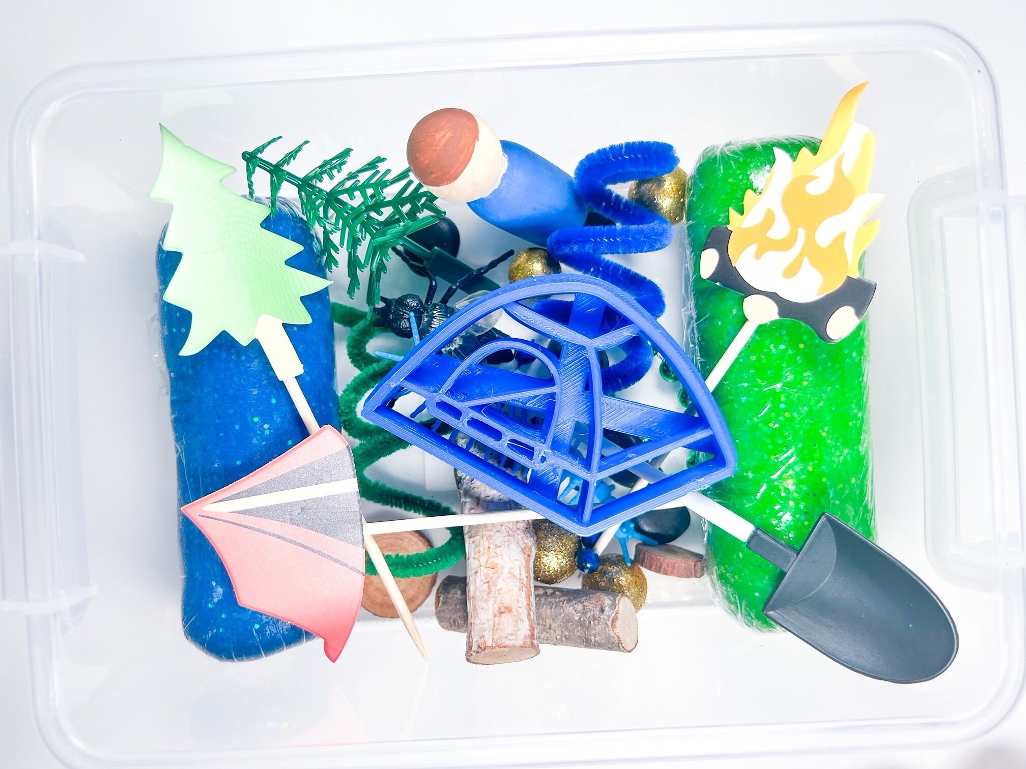 Camping Play Dough Kit, Camping Sensory Bin, Summer Play Dough, Camping ...