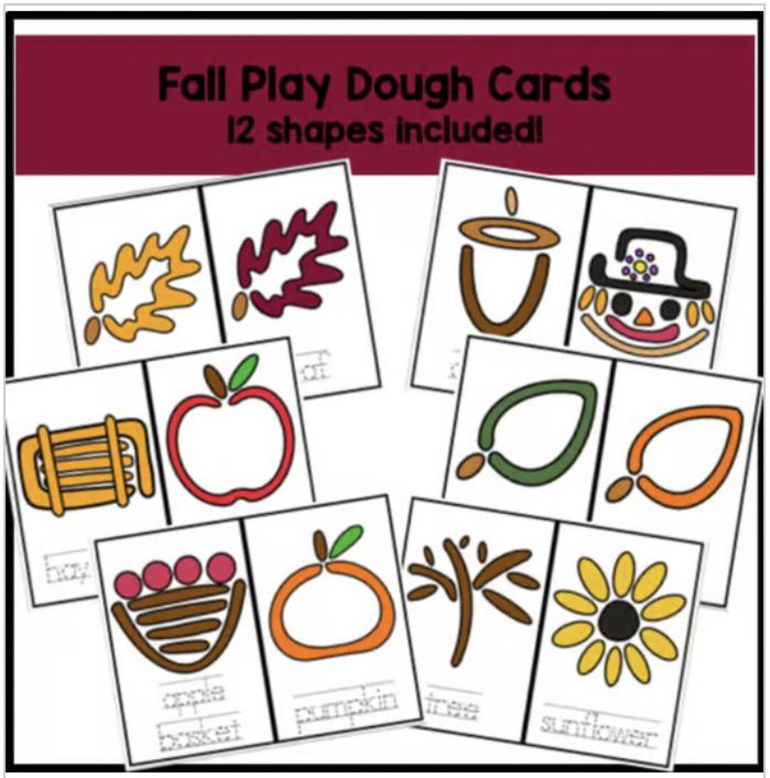 Fall Play Dough Cards, Fall Play Dough Mats, Digital Play Dough Cards ...