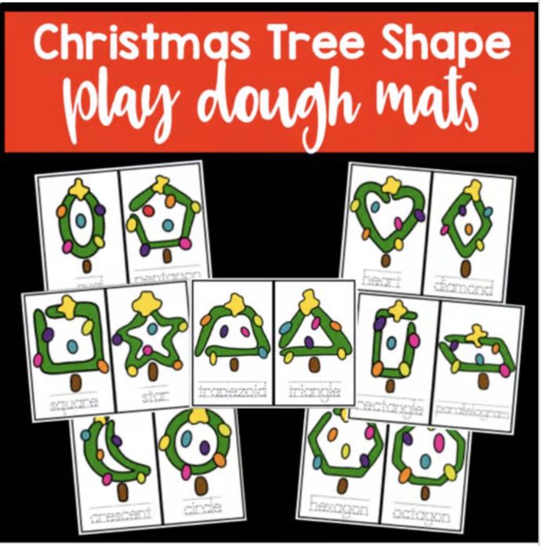 Christmas Tree Shape Play Dough Cards, Christmas Tree Play Dough Cards ...