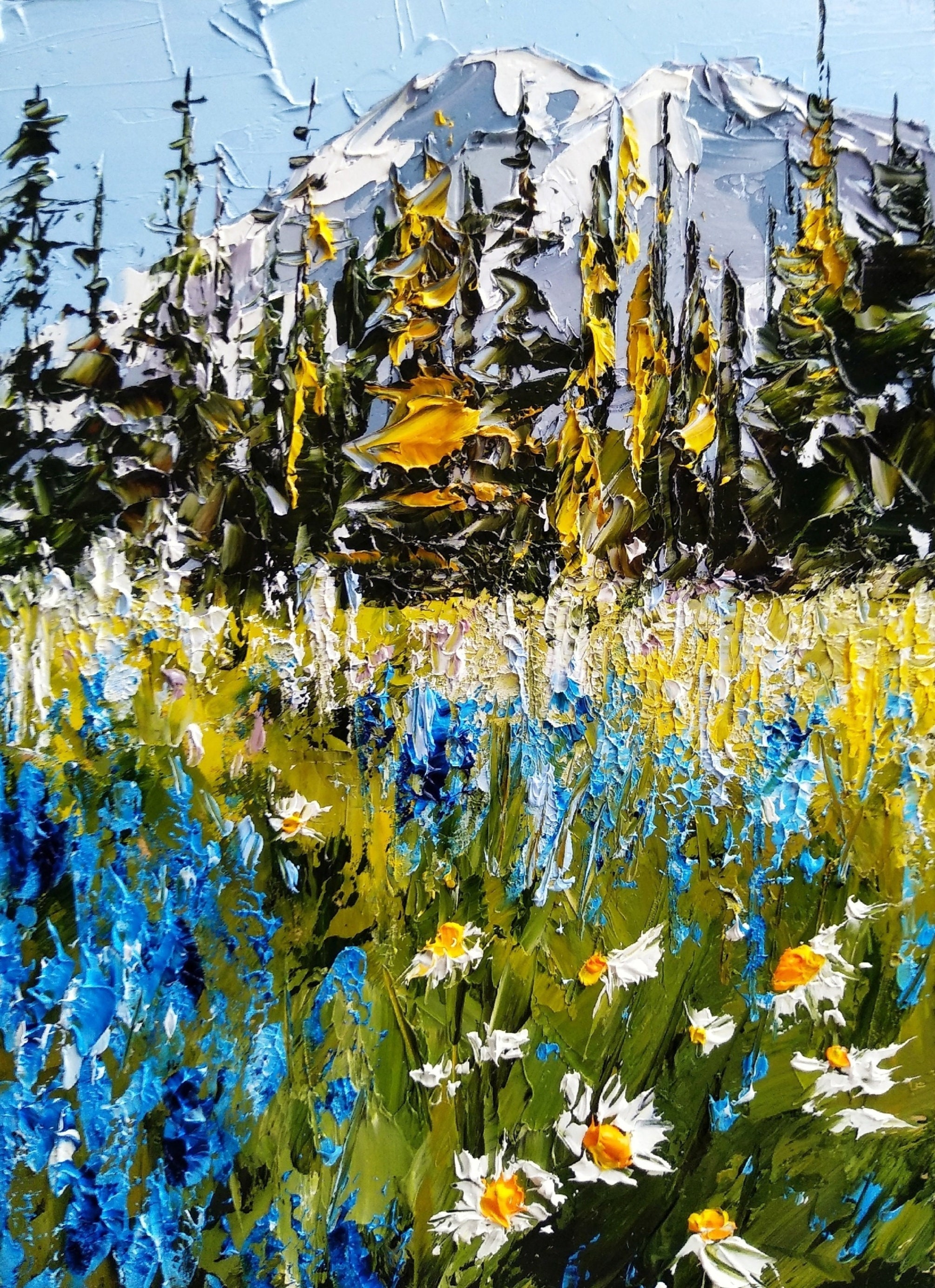 Mt Rainier Painting Large Mountain Art Northwest Original OIL Painting ...