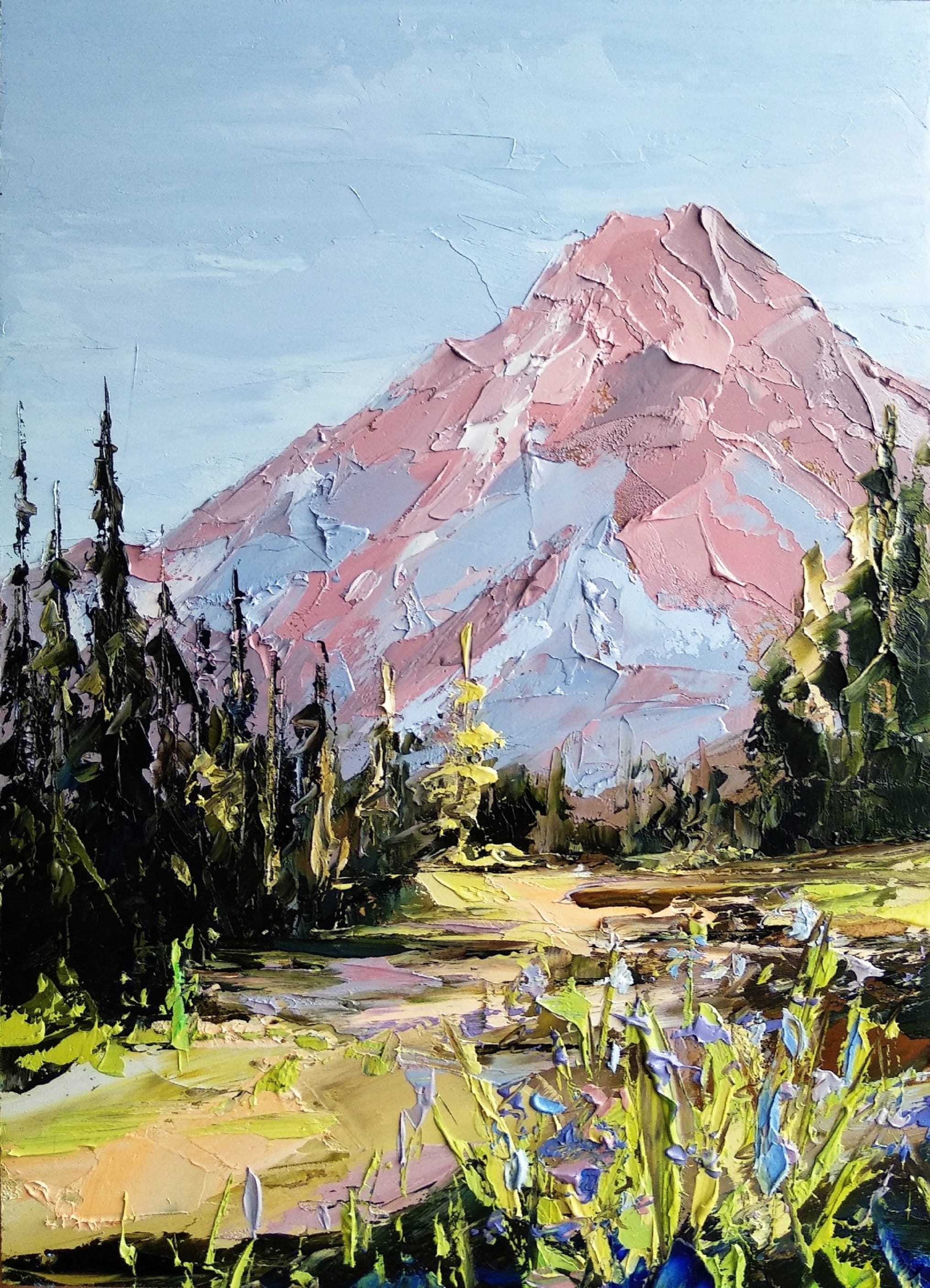 Mt Rainier Painting Large Mountain Art Mount Rainier Wall Art Original ...