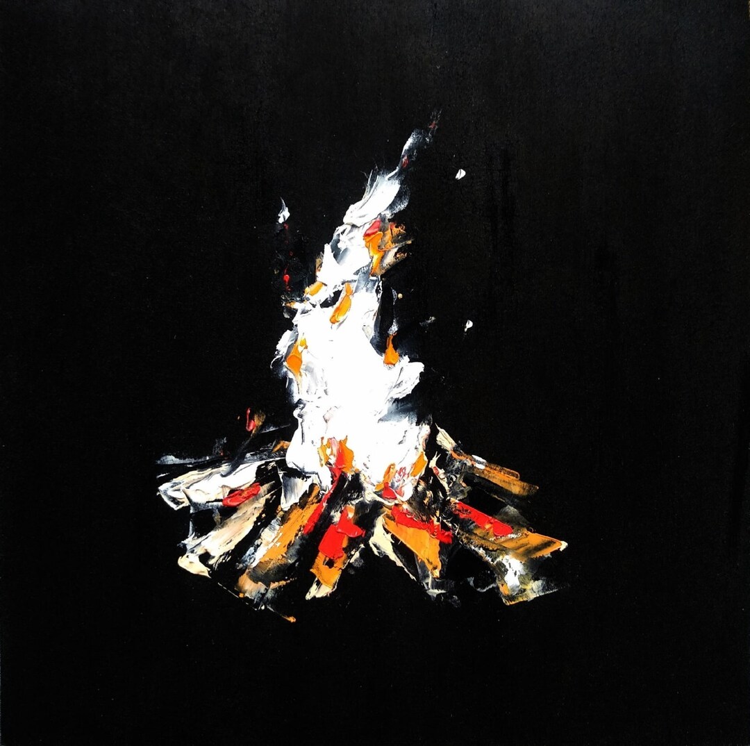 Campfire Painting Camping Original Art Campfire Wall Art Fire Impasto ...