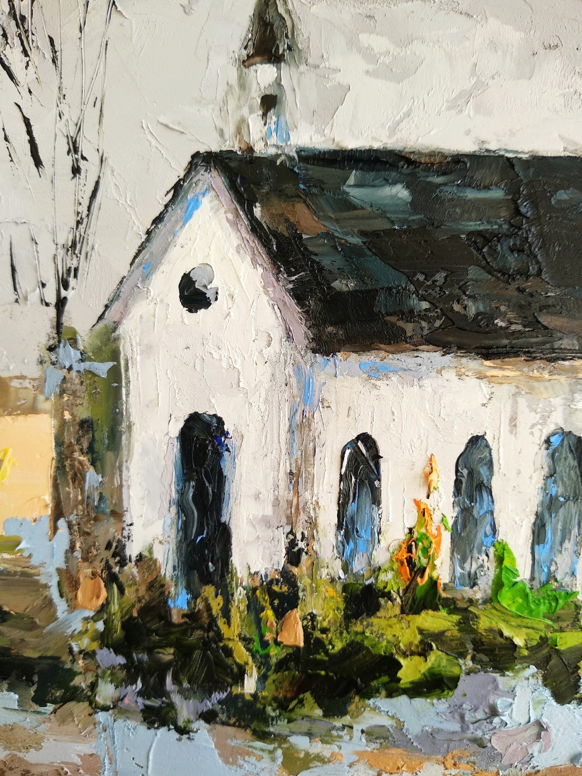 Church Painting Christian Original Oil Painting Church Wall Art ...