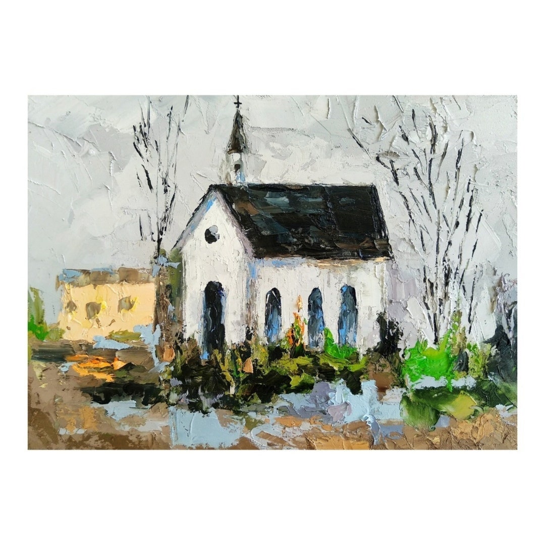 Church Painting Christian Original Oil Painting Church Wall Art ...