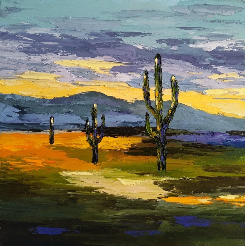 Arizona Canvas Painting National Park Canvas Art Saguaro Original ...
