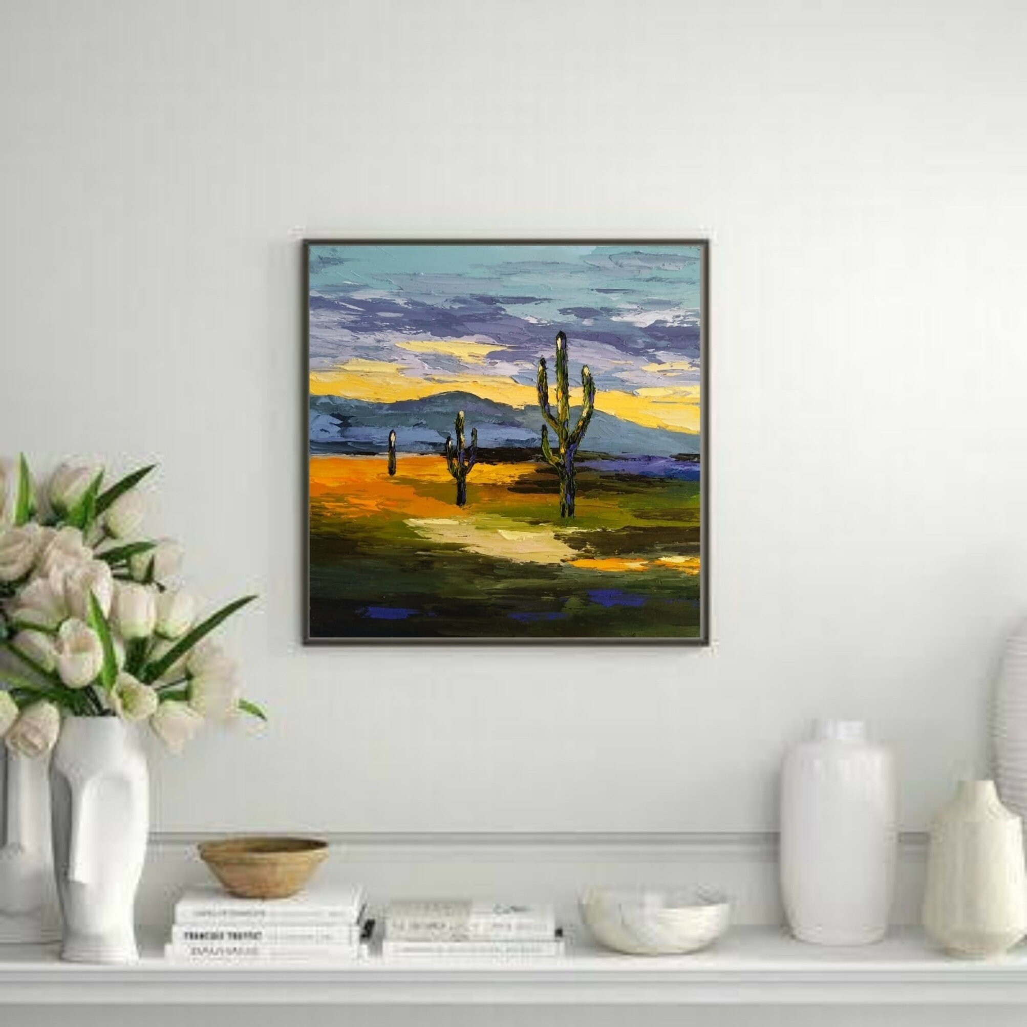 Arizona Canvas Painting National Park Canvas Art Saguaro Original ...