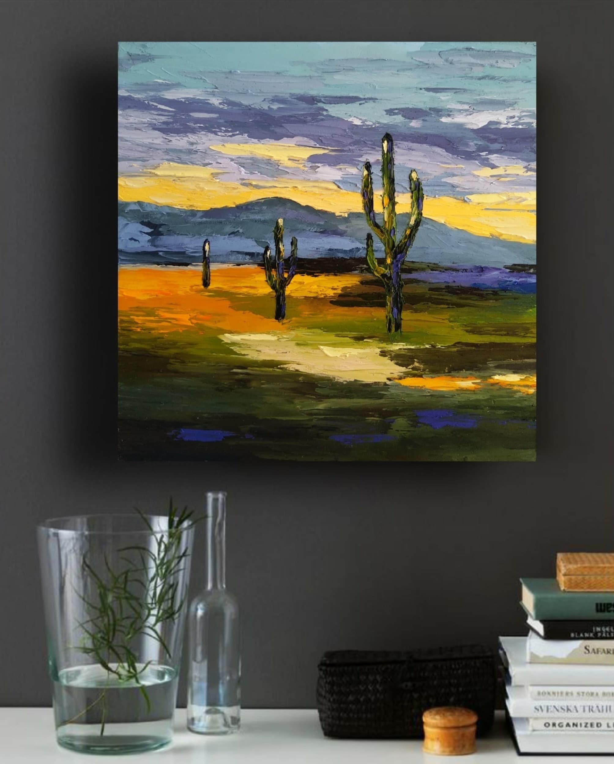 Arizona Canvas Painting National Park Canvas Art Saguaro Original ...