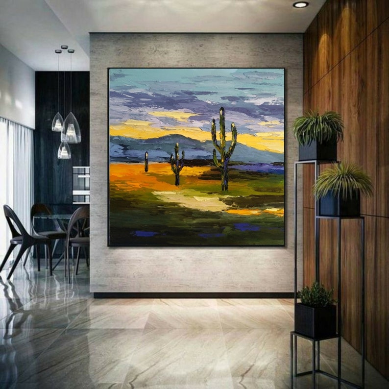 Arizona Canvas Painting National Park Canvas Art Saguaro Original ...