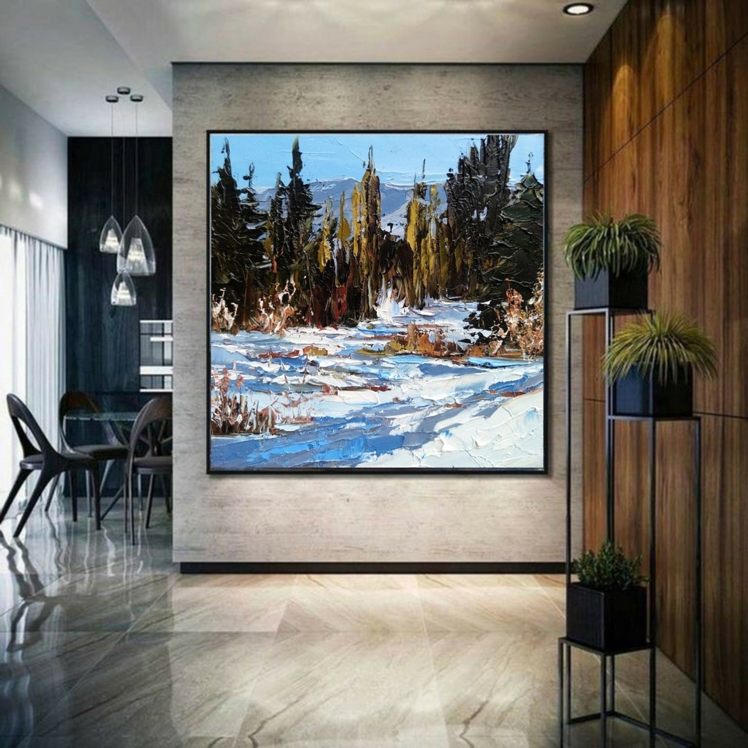 Colorado Winter Painting Large Mountain Art Boulder Colorado Original ...