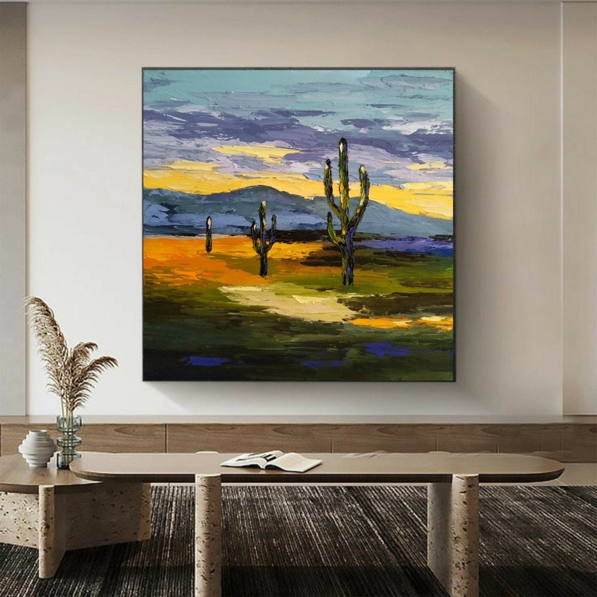 Arizona Canvas Painting National Park Canvas Art Saguaro Original ...