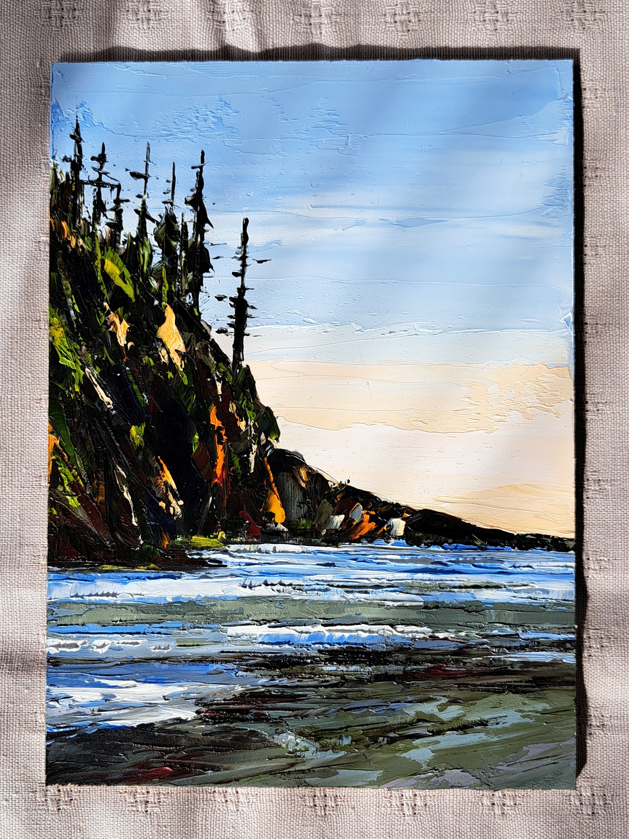 Oregon Coast Wall Art Modern Coastal Art Oregon Original Painting 5by7 ...