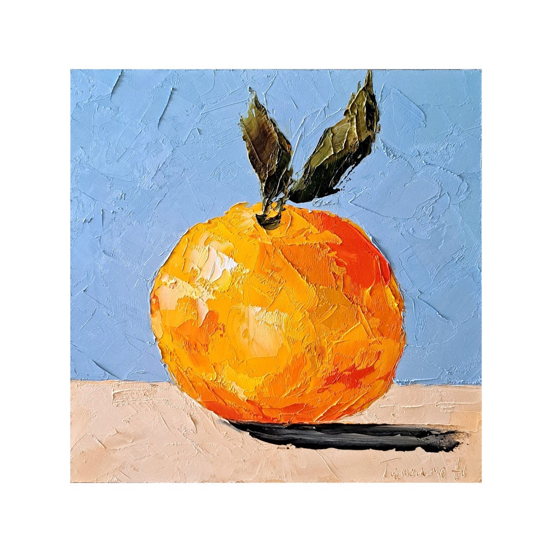 Orange Oil Painting Orange Kitchen Decor 6x6 Small Oil Painting Orange ...