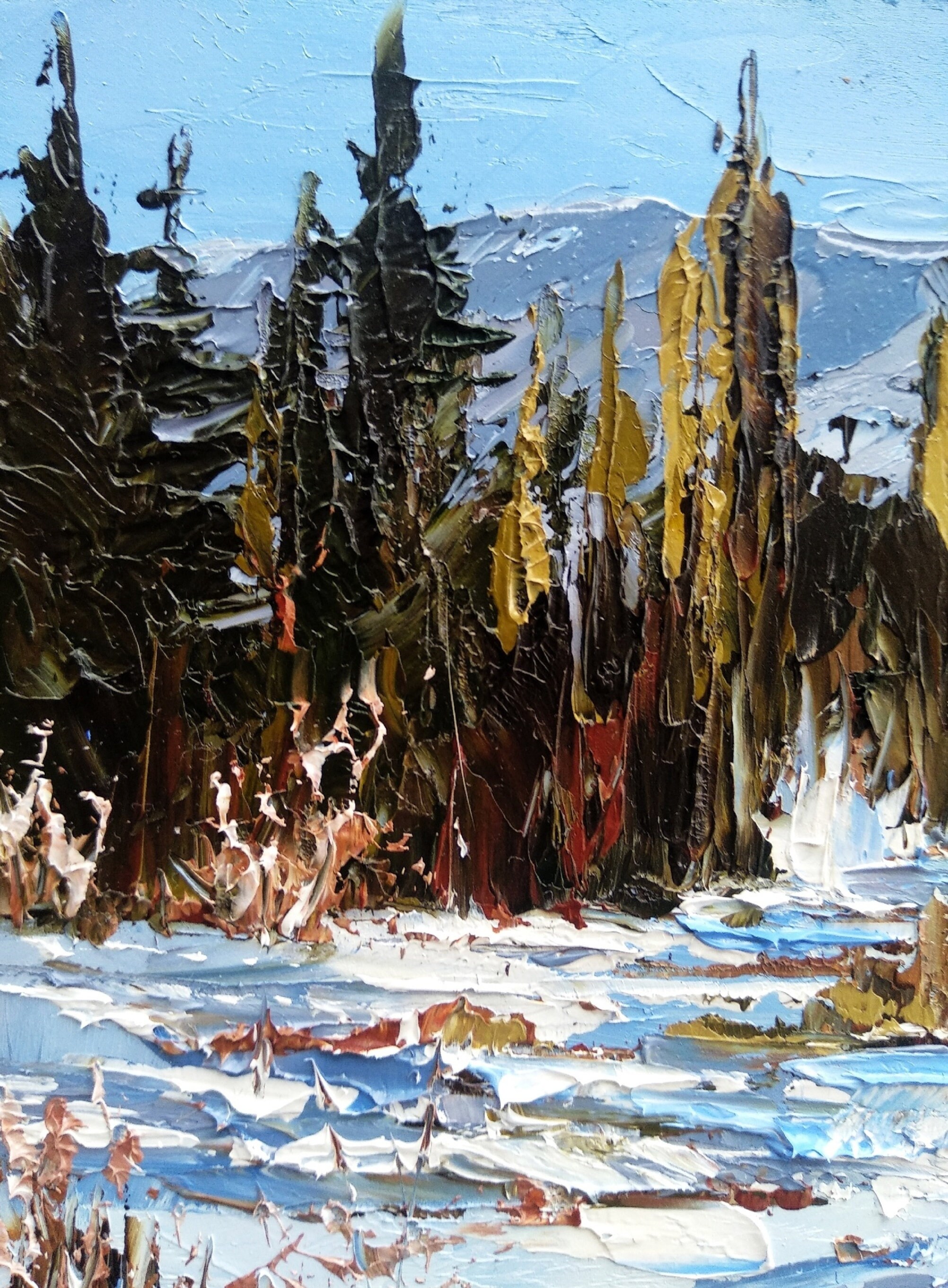Colorado Winter Painting Large Mountain Art Boulder Colorado Original ...