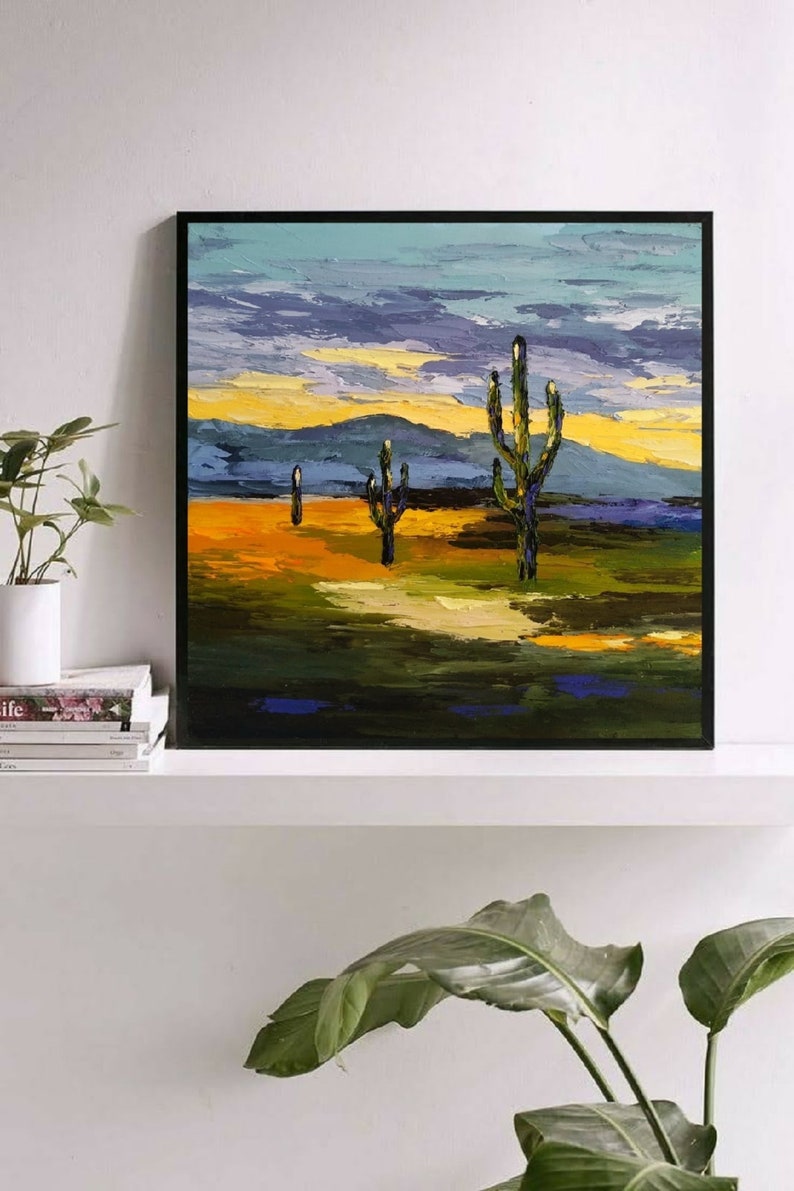 Arizona Canvas Painting National Park Canvas Art Saguaro Original ...