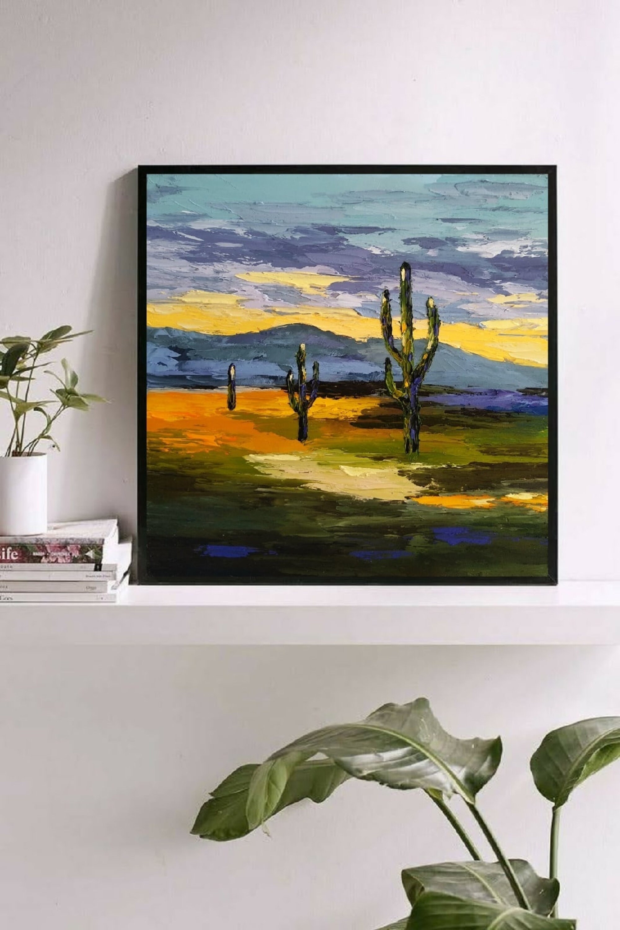 Arizona Canvas Painting National Park Canvas Art Saguaro Original ...