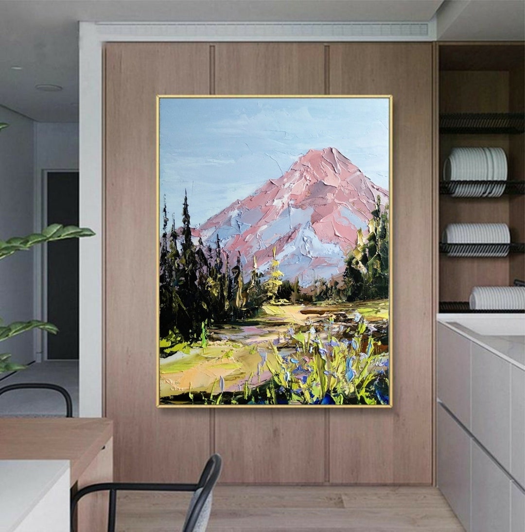 Mt Rainier Painting Large Mountain Art Mount Rainier Wall Art Original ...