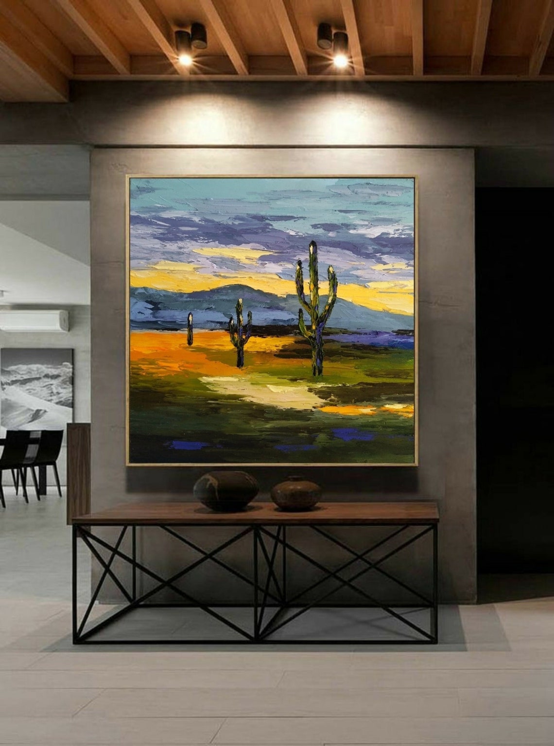 Arizona Canvas Painting National Park Canvas Art Saguaro Original ...