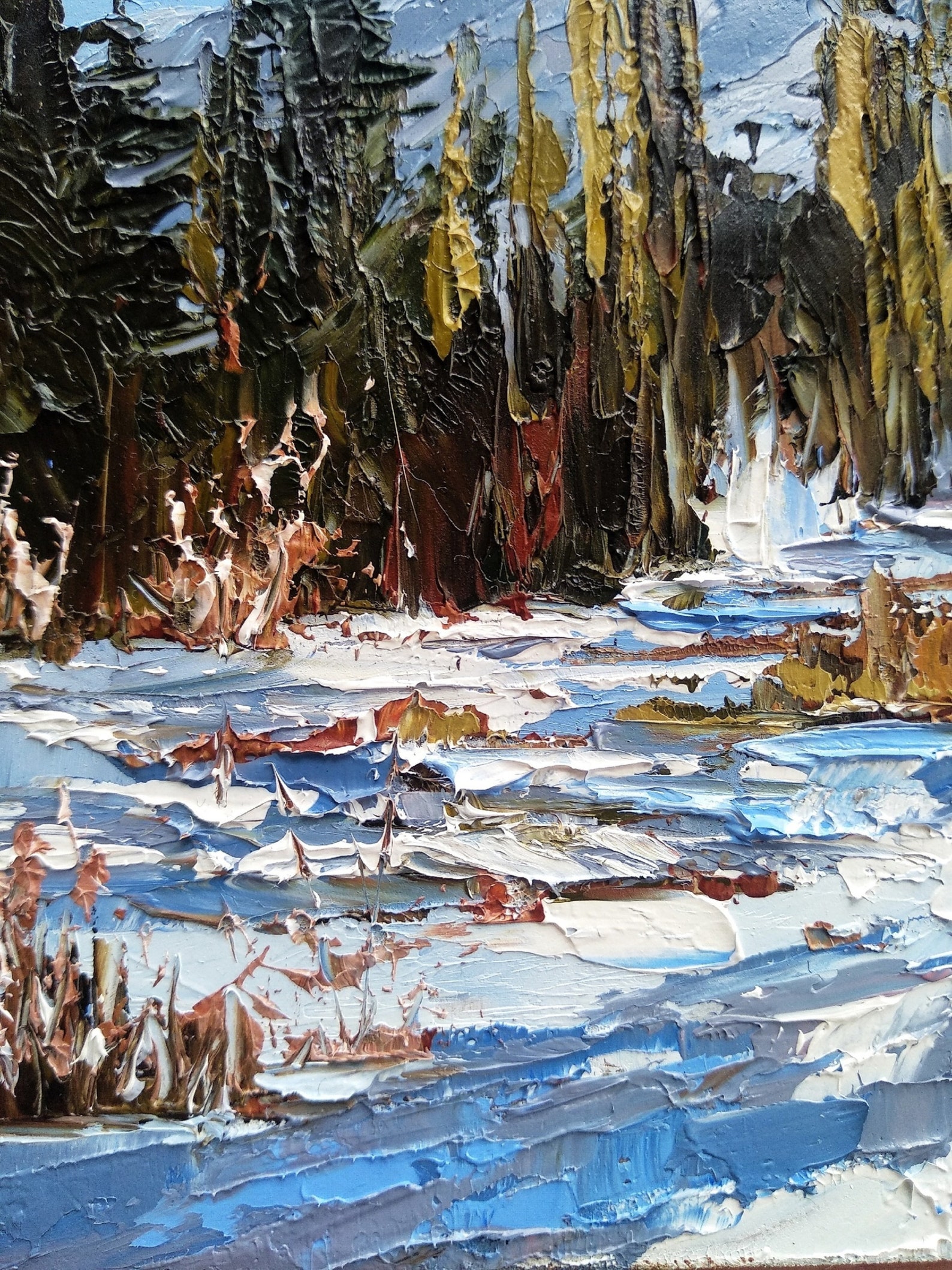 Colorado Winter Painting Large Mountain Art Boulder Colorado Original ...