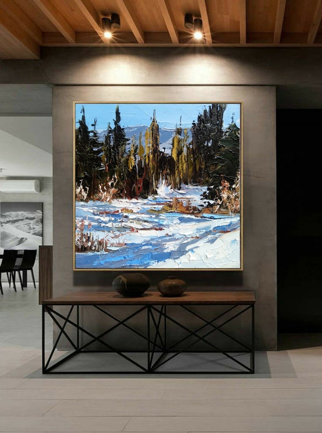 Colorado Winter Painting Large Mountain Art Boulder Colorado Original ...