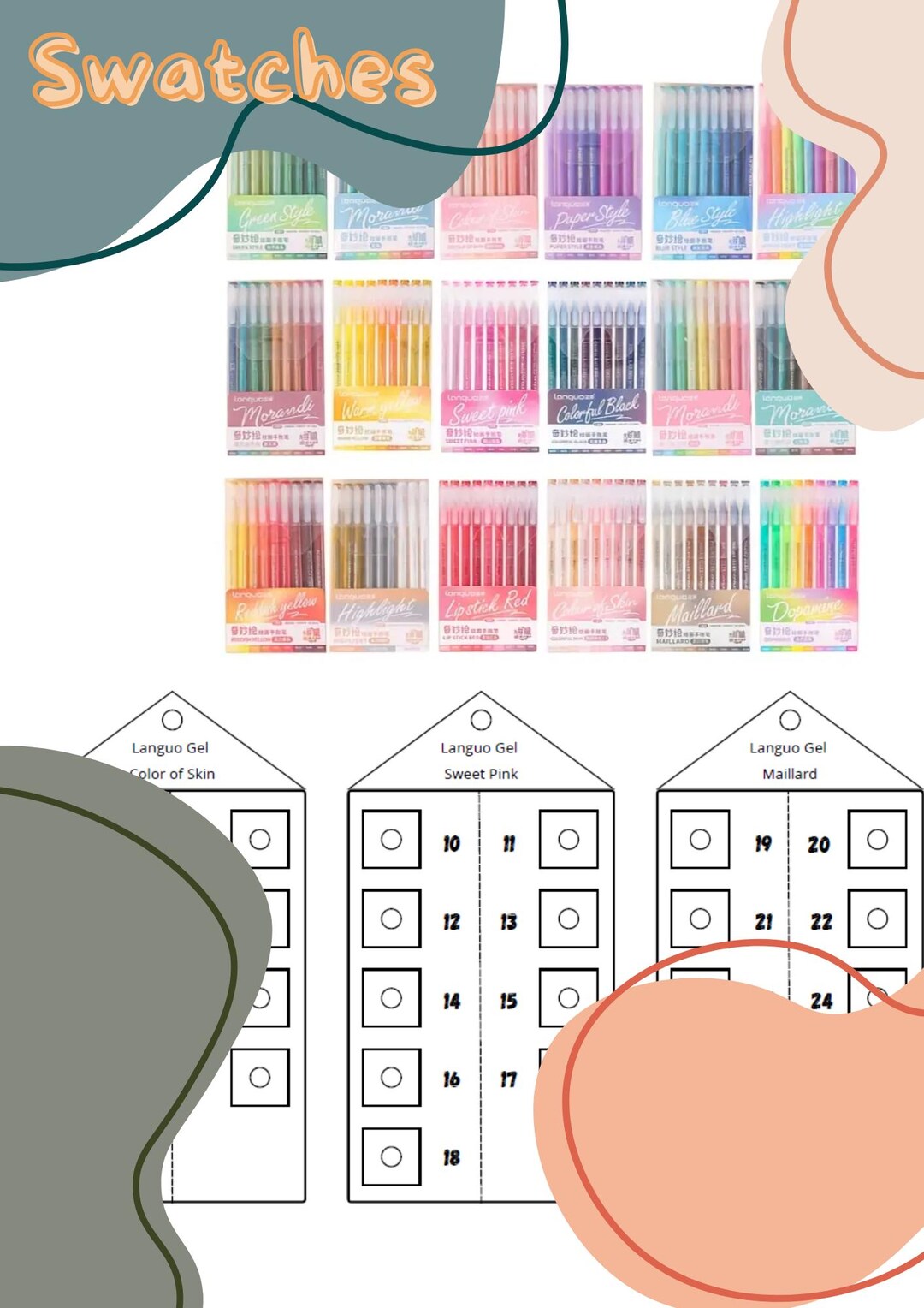 Languo Gel Marker Color Chart - Etsy