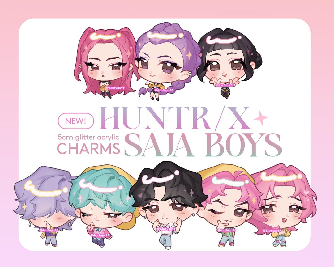 NEW! Kpop Demon Hunters Charms PREORDER (2" Glitter Acrylic) - Saja ...