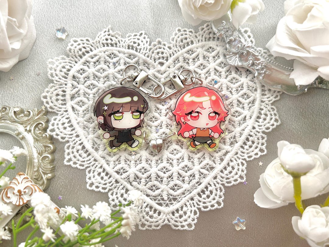 Green Yuri Linking Charms (2” Gradient Acrylic W/ Heart Magnet ...