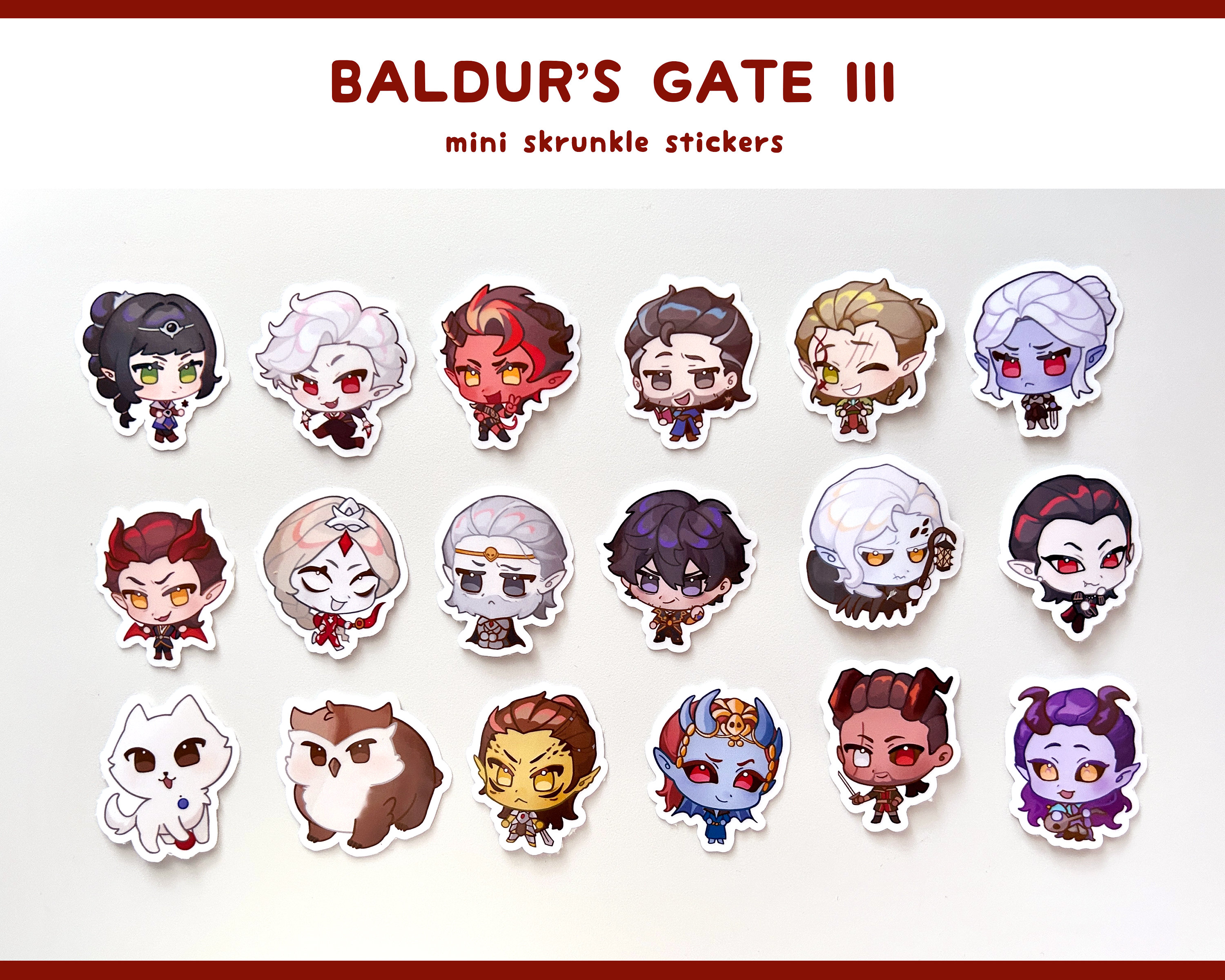 Bg3 Mini Vinyl Stickers Astarion, Raphael, Gortash, Kar'niss, Owlbear ...