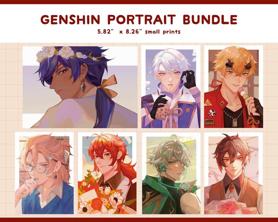 Genshin Impact Portrait Prints ft. Kaeya, Diluc, Albedo, Ayato, Thoma ...