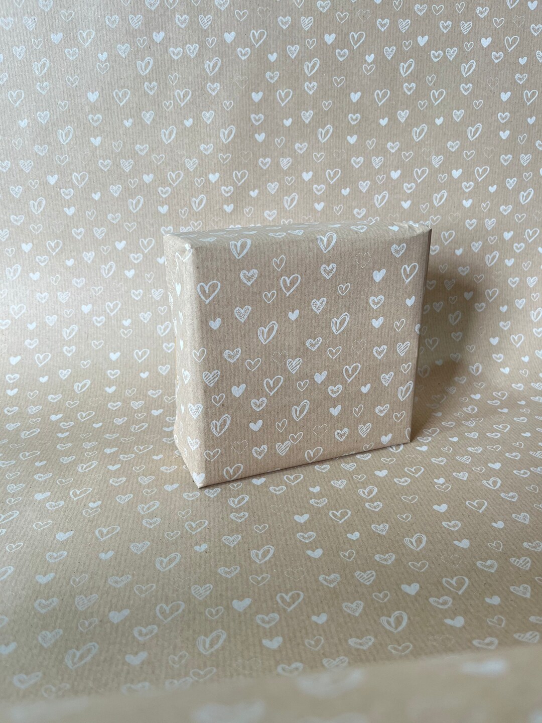 White Hearts Gift Wrapping Paper, Eco Friendly Sustainable Kraft Gift ...