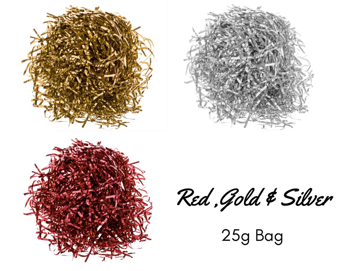 Red Shredded Metallic Paper, Gold Shredded Metallic Paper, Silver ...
