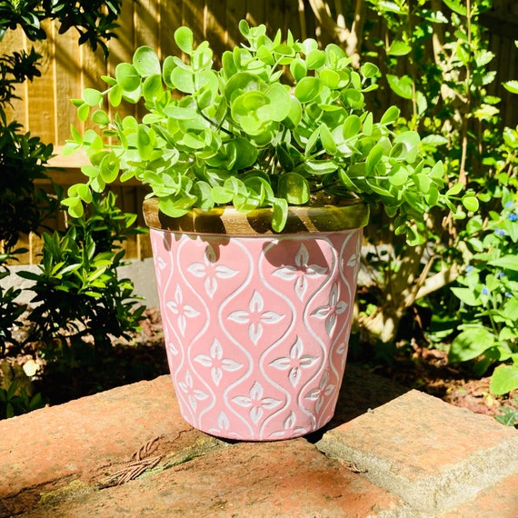 Geometric Floral Pink Indoor Plant Pot-lavender Plant - Etsy UK