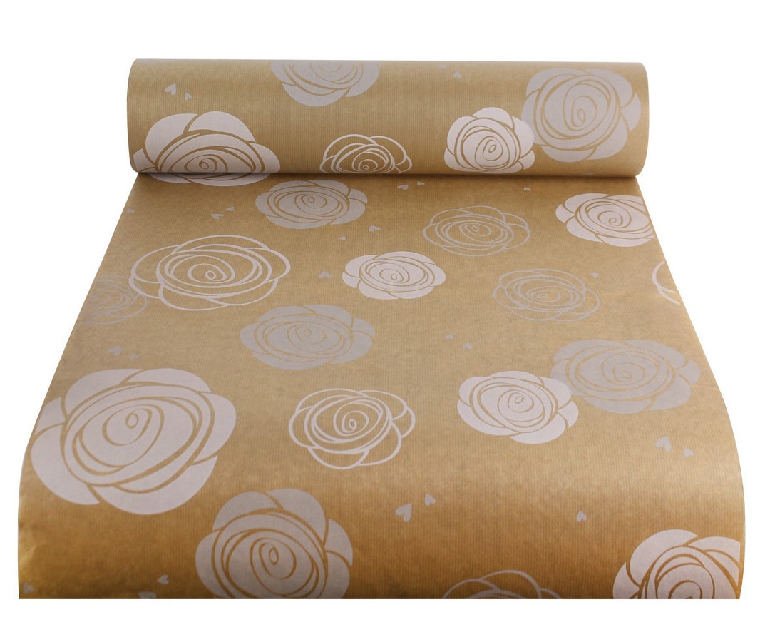 White Grey Rose Kraft Wrapping Paper, Gift Wrapping Paper,eco Friendly ...