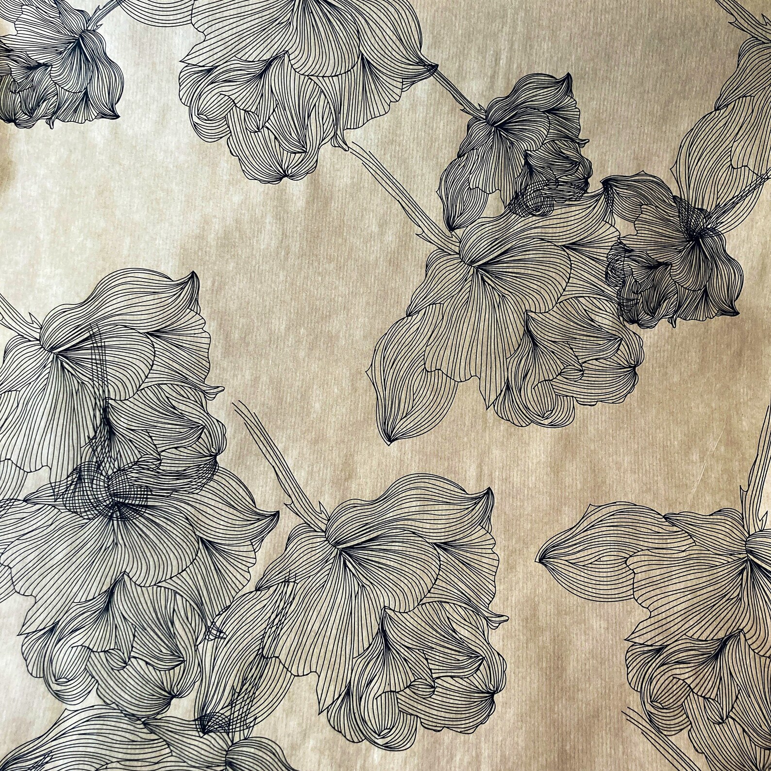 Floral Black Kraft Wrapping Paper Gift Wrapping Papereco - Etsy